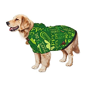 Large Dog Hoodie St.Patrick's-Day-Green Pet Clothes Sweater with Hat Soft Cat Outfit Coat Small