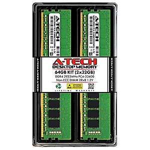 A-Tech 64GB RAM Kit for Lenovo ThinkStation P340 SFF Small Form Factor (2 x 32GB) DDR4 2933 MHz PC4-23400 Non-ECC Unbuffered DIMM 288-Pin Desktop PC Memory Upgrade