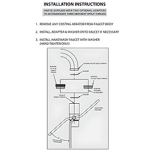 Hands-Free Faucet Hand Wash Adapter | Universal Push Faucet Adapter with 3 Thread Adapters for All Kitchen, Bathroom, and Commercial Kitchen Sinks