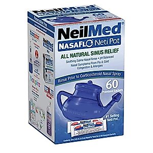NeilMed NasaFlo Unbreakable Neti Pot with 50 Premixed Packets