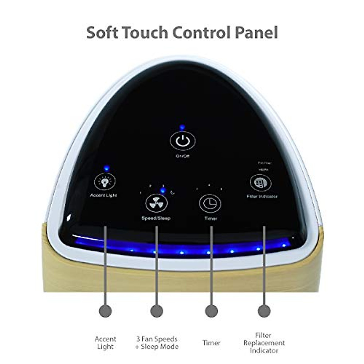 LivePure LP260TH-W Sierra Series True HEPA Digital Tall Tower Air Purifier for Home Captures Allergens, Smoke, Pollen, Mold, Dust Mites, Pet Hair, Energy Star Certified, Teak/Pearl White