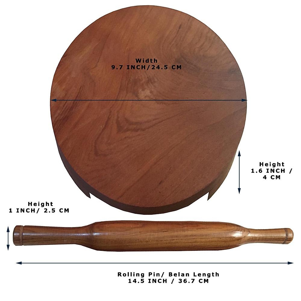 Wooden Belan Chakla, Wooden Chakla Belan, Wooden Circular Board with Rolling Pin