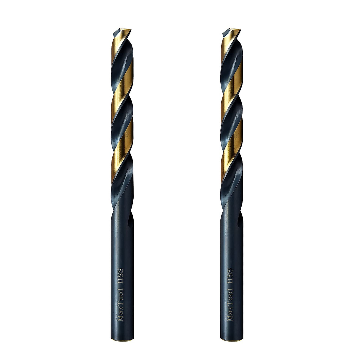 MAXTOOL Letter Y 2pcs Identical Jobber Length Drills Dia 0.404" HSS M2 Twist Drill Bits Fully Ground Black-Bronze Straight Shank Drills; JBL02H10RYP2