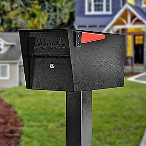 Mail Boss 7500 Mail Manager Pro Curbside Security, Black Locking Mailbox with House Numbers, Mounting Plate and Pull Out Mail Tray
