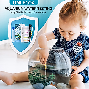 Umlecoa 7 in 1 Aquarium Test Kit for Freshwater and Saltwater - 125 Aquarium Test Strips with Test Tube & Thermometer - Fast & Accurate Water Testing Strips for Aquarium/Pond/Pool