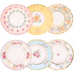Sparkle and Bash 48-Pack Floral Paper Plates for Baby Shower (7 in) - Tea Party Plates - Baby Shower Plates - Flower Plates Disposable - Paper Floral Plates - Floral Disposable Plates