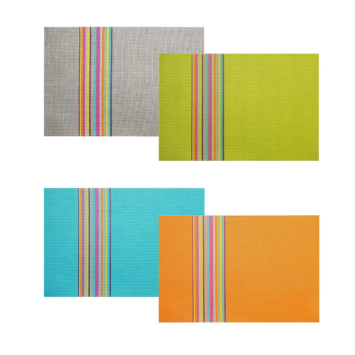SHACOS Placemats Set of 4 Colorful Woven Vinyl Place Mats for Dining Table Reversible PVC Heat Resistant Table Mats (4, Multicolor)