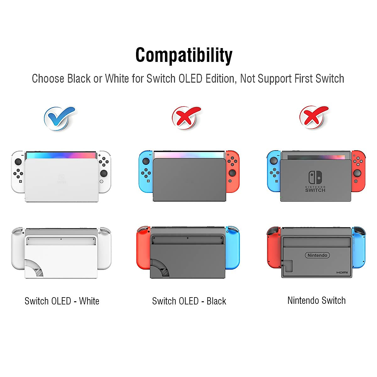 ElecGear Cooling Fan for Nintendo Switch OLED Dock, 3 Speed Replacement Back Cover for Switch New Dock, USB Powered Cooler with LED Lighting