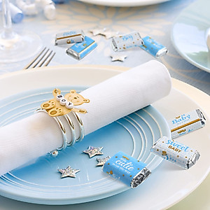 Baby Shower Candy Wrappers, Shower Mini Candy Bar Miniatures Wrappers Chocolate Bar Label Stickers for Boys Girls Kids Baby Shower Decor (No Candy)(Blue Boy Style, 90 Pieces)