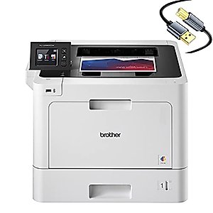 Brother HL-L8360CDW Business Color Laser Printer, Wireless Networking, Mobile Printing, Cloud Printing, Auto 2-Sided Printing, 2.7" Color Touchscreen, NFC, Ethernet, White, Tillsiy Printer Cable
