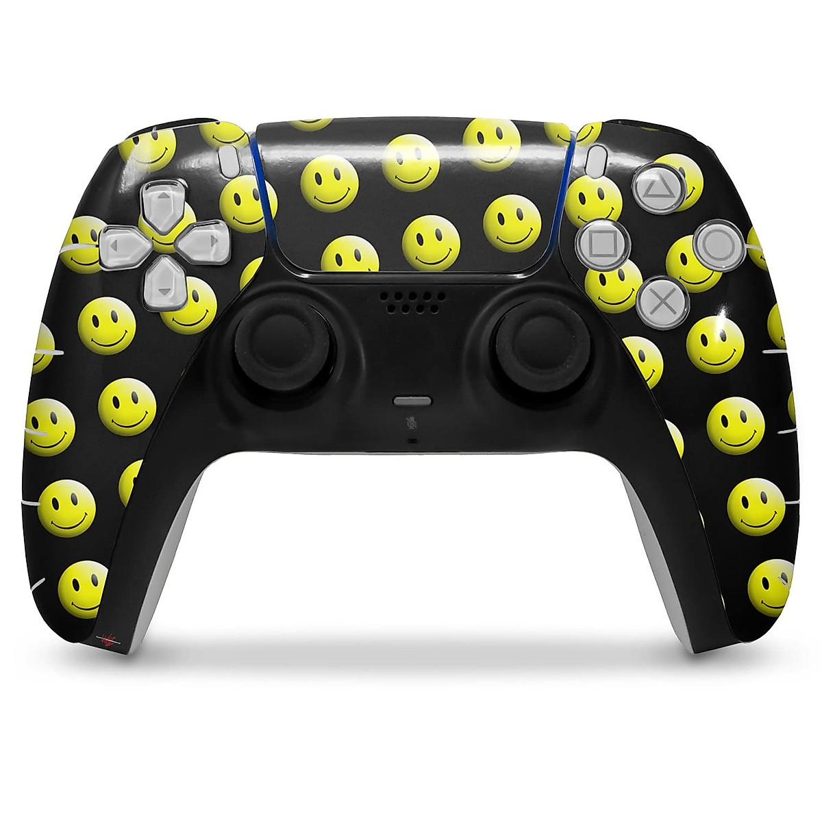 WraptorSkinz Skin Wrap compatible with Sony PS5 DualSense Controller Smileys on Black (CONTROLLER NOT INCLUDED)
