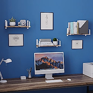 Wallniture Toledo 17"x6" Floating Shelves for Wall Storage, Wall Shelf for Living Room, Bathroom Organization, Bedroom, Office & Kitchen Shelves Burnt Finish Set of 3