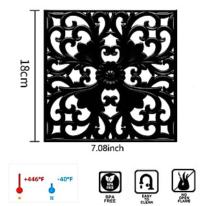 Silicone Trivets Mats-Trivets for Hot Dishes, Table, Countertop, Non-Slip Heat Resistant Modern Kitchen Trivets,Teapot Trivet - Flexible Trivet Square, Hot Pads for Pots & Pans of 3 Black