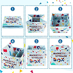 MUOUAKATE Magnetic Tiles Toy Organizer Box, Magnetic Tiles Toy Carry Case with Dividers, Playroom Organizer Travel Storage Organizer Bin, Magnetic holder Foldable Storage Cubes Bins and Lid