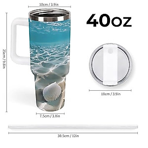 Starfish And Seashell on The Beach 40OZ Tumbler Stainless Steel Travel Mug Water Bottle Car Cup Tea Cups with Lid White-style