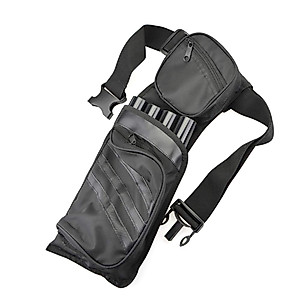 ZSHJGJR Archery 4 Tube Arrow Quiver Hip Arrow Holder Back Shoulder Waist Hanged Field Quiver Pockets for Hunting Shooting Arrows (Black)