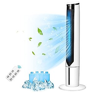 COSTWAY Evaporative Cooler, Include Remote Control, 4 Ice Packs, Portable Bladeless Cooler with 3 Modes, 3 Speeds, 9H Timer, LED Display, Air Cooler for Indoor Use, Bedroom (White)