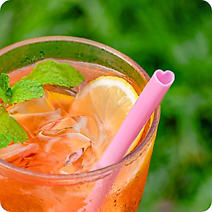 Prurex 50pcs Pink HeartShaped Straws,Individually Wrapped Disposable Drinking Straws for Valentines day/Wedding/Birthday Party/Cocktail Supplies
