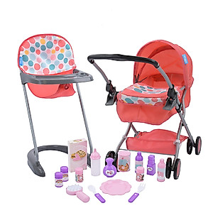 Hauck 17 Piece Baby Doll Set with Folding Pram High Chair