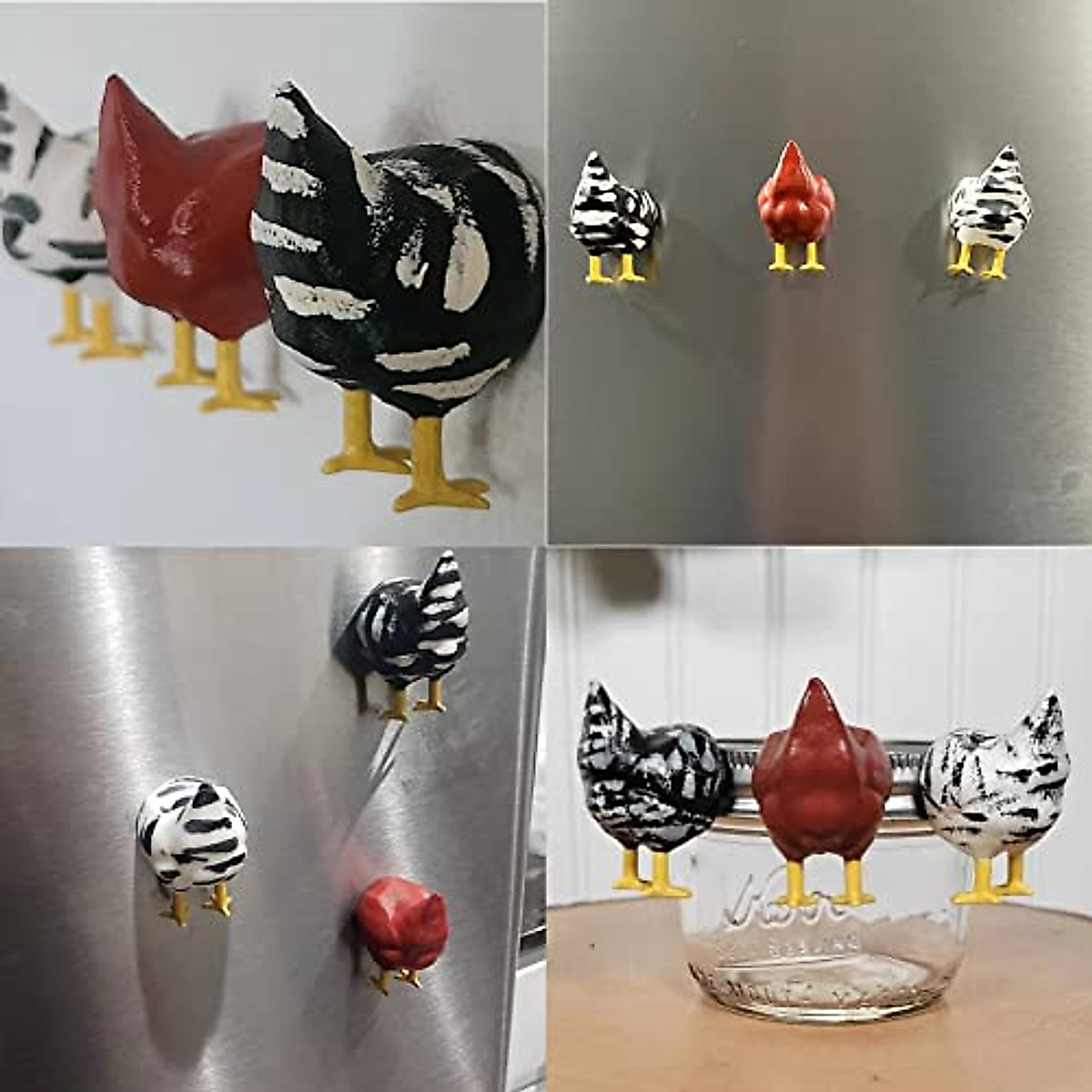6 Pack Chicken Butt Magnets for Refrigerator - Magnetic Decorative Chicken Butt - Refrigerator Animal Magnet - Chicken Home Decor - Prank Funny Chicken Butt Gift