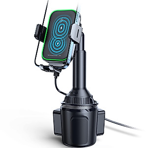 APPS2Car Cup Holder Phone Mount for Car Dual Coil Wireless Car Charger Auto Clamping Cup Holder Phone Mount Wireless Car Charger Compatible with iPhone 15/14/13/12 & Samsung Z Flip/Fold