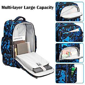 SKYMOVE 20 inches Big Storage Multifunction Travel Wheeled Rolling Backpack Luggage Books Laptop Bag, Blue