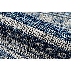 Novogratz by Momeni Villa Collection Tuscany Indoor Outdoor Blue Area Rug, 6'7" x 9'6" Sized Mat for Pool, Patio, Porch, Balcony, Kitchen, Bedroom, Livingroom and Home Office