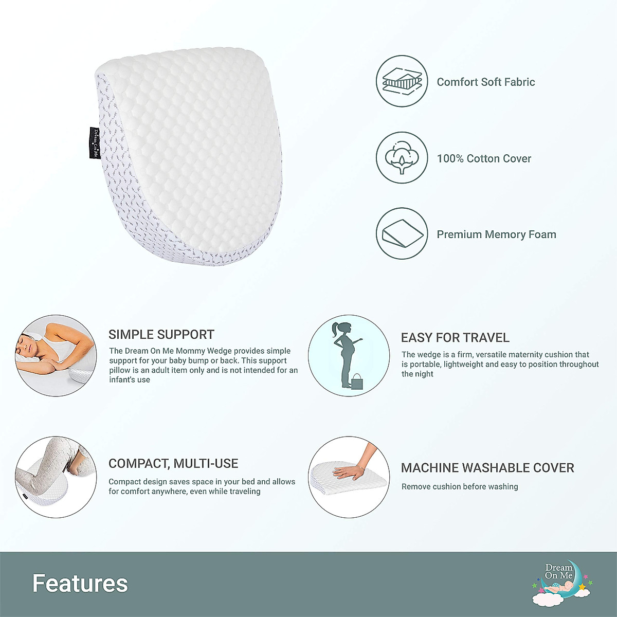 Dream On Me Mommy Pregnancy Wedge-Pillow