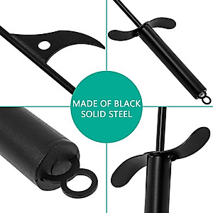 36-Inch Fireplace Fire Pit Campfire Poker Stick and 26-Inch Campfire Fireplace Tongs, Log Grabber, Camping, Wood Stove, Outdoor and Indoor Use, Black Solid Steel