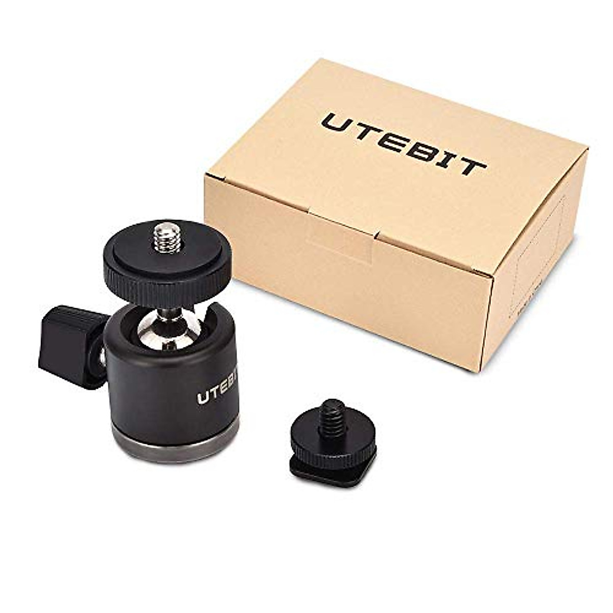 UTEBIT Mini Tripod Head Ball Head with 1/4 Hot Shoe Adapter 360° Rotatable Ball Head Hot Shoe Ball Head Aluminium with Camera Hot Shoe Ball Joint Holder Compatible with Nikon, HTC Vive VR