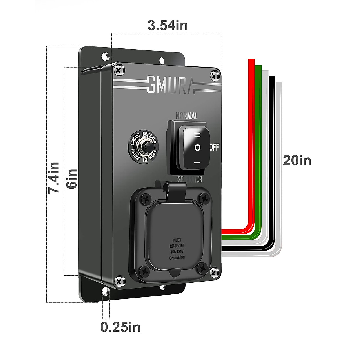 Waterproof Generator Transfer Switch NEMA 5-15P, 15 Amp 120V Transfer Switch for Generators Indoor and Outdoor, with Circuit Breaker