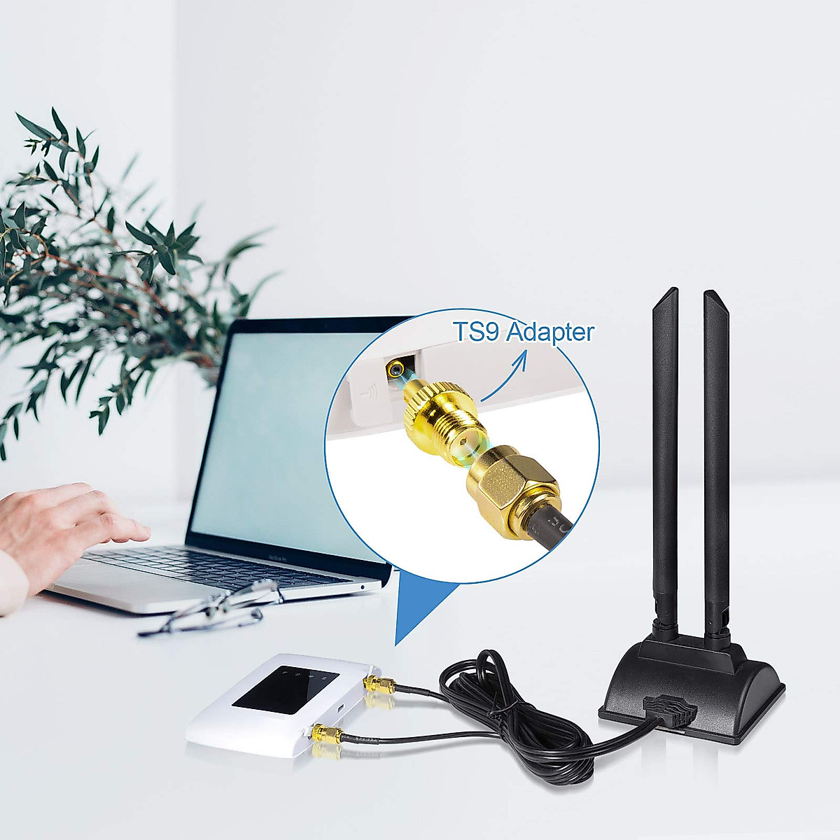 Bingfu 4G LTE Antenna Magnetic Base 6dBi 4G LTE MIMO SMA Male Antenna Compatible with 4G LTE Wireless CPE Router Cellular Gateway Industrial IoT Router MiFi Mobile Hotspot Modem USB Dongle Adapter