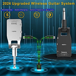 Getaria Wireless Guitar System 2.4GHz Wireless Guitar Transmitter Receiver Electric Guitar Wireless Rechargeable Lithium Battery Audio Guitar Wireless System