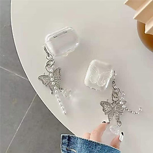 Fycyko Compatible with AirPods Pro 2 (2022) Case with Girls Cute Clear Glitter Butterfly Design Smooth Soft TPU Cover Case for Airpods Pro 2,Cute for Airpods-Butterfly