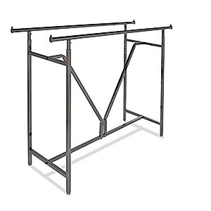 Only Hangers Adjustable Height - Heavy Duty - Double Bar Rectangular Rack with V-Brace - Maximum Extended Height to 81"
