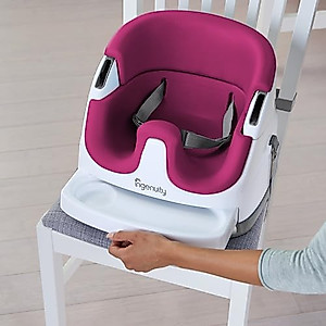 Ingenuity Baby Base 2-in-1 Booster Feeding and Floor Seat with Self-Storing Tray - Pink Flambe