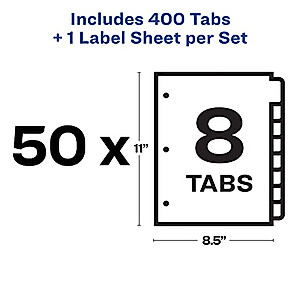 Avery Index Maker Clear Label Dividers, 8.5 x 11 Inch, 8 Tab, White Tab, 50 Sets (11557)