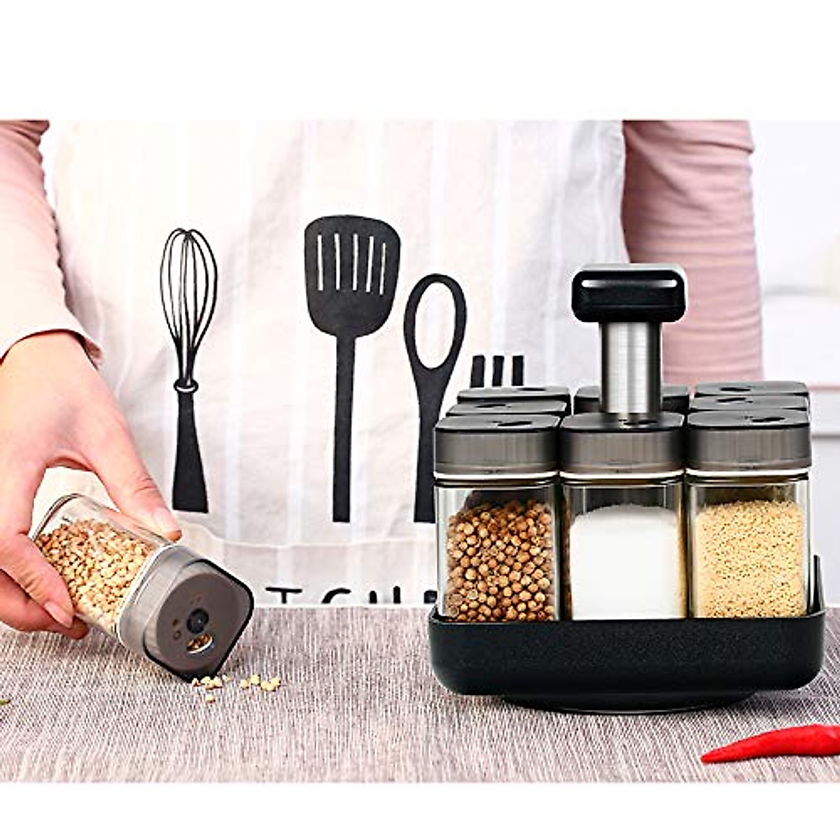 Revolving Spice Rack Organizer Caddy, Rotating Spice Storage for Cabinet and Kitchen, 8 Jar Herb and Spice Countertop Spice Rack(Spices Not Included)
