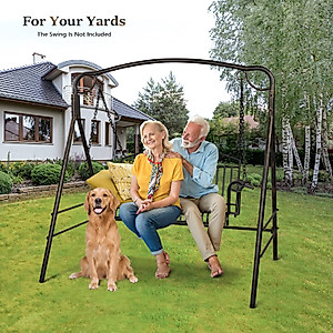 VINGLI Upgraded Metal Porch Swing Stand with Antique Bronze Finish, Heavy Duty 660 LBS Weight Capacity Steel Swing Frame with Extra Side Bars, Powder Coated Hanging Swing Frame Set for Outdoors