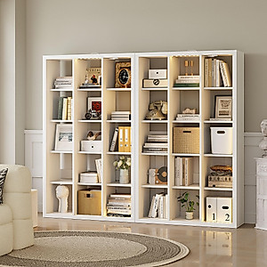 IRONCK 15 Cube Bookcase Storage Shelf Organizer with LED Lights, 5 Tier Bookshelves and Bookcases Display Shelves, Horizontally or Vertically Use, White