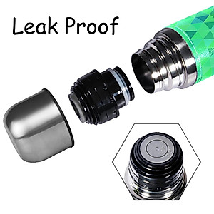 Stainless Steel Vacuum Insulated Mug, Multi Grid Clean Print Thermos Water Bottle for Hot and Cold Drinks Kids Adults 17 Oz