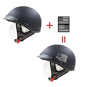 Wheeling Motorcycle Bike Biker ATV Visor Half Open Face Helmet DOT Approved Model 204 (Flat Balck Medium)