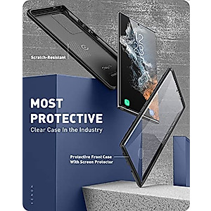 Clayco Xenon Series Case for Samsung Galaxy S22 Ultra (6.8 Inch) 5G 360 Degree Mobile Phone Case Robust Protective Bumper Case Full Cover with Integrated Screen Protector 2022 Edition (Black)