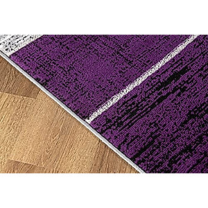 L'Baiet Verena Purple Geometric 8x10 Rugs, Bedroom Rug, Rugs for Living Room, Room Decor