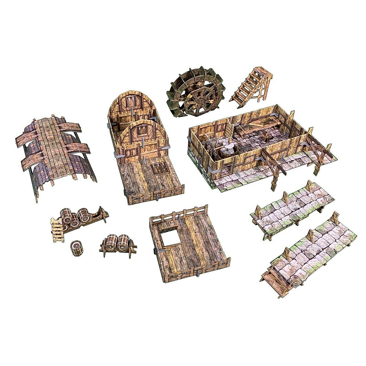 Battle Systems BAT-BSTFWE015 Fantasy Water Mill - Modular Multi Level Tabletop Wargames Terrain - Wargaming Scenery for 28mm to 35mm Miniatures
