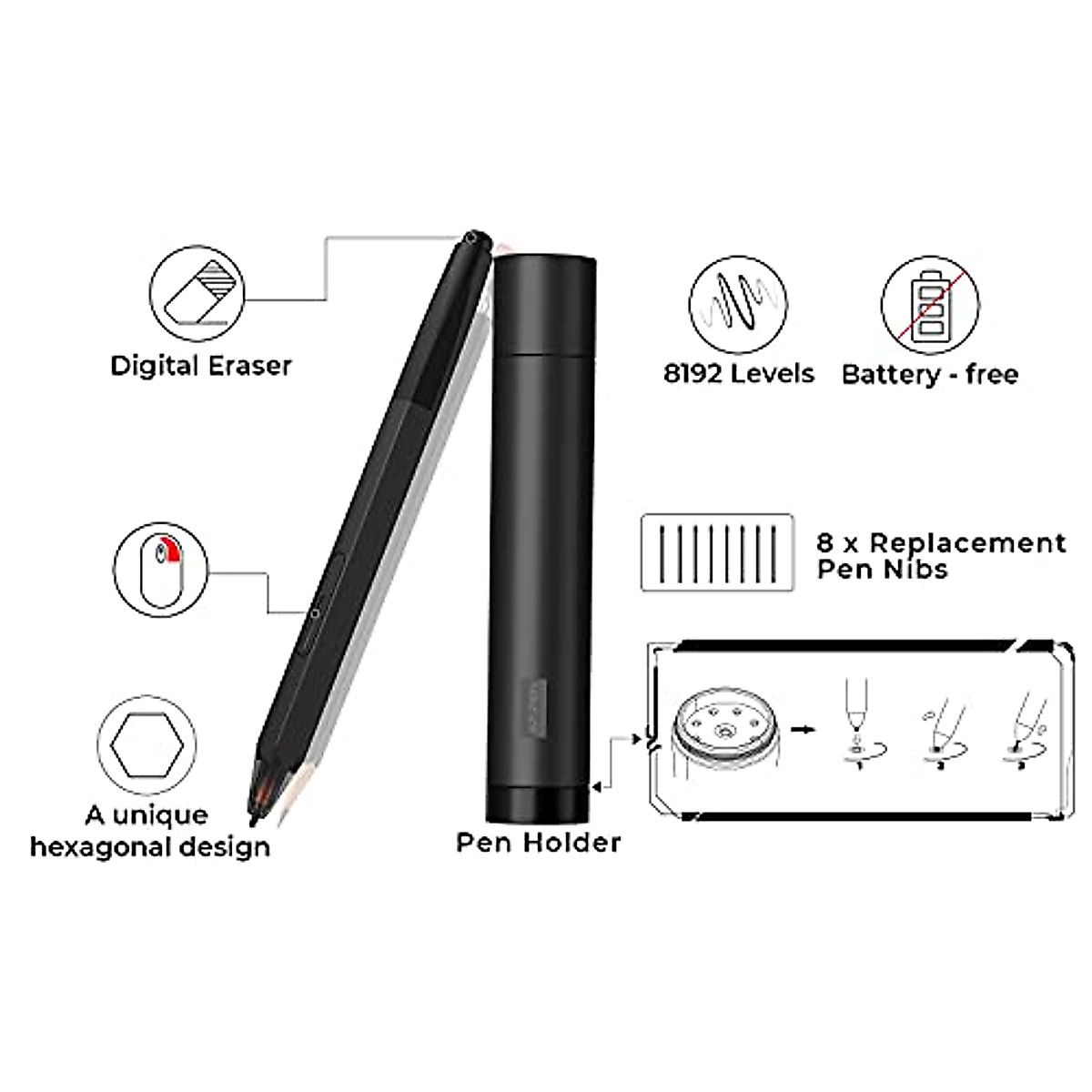 XP-PEN Artist12 11.6 Inch FHD Drawing Monitor Pen Display Graphic Monitor with PN06 Battery-Free Multi-Function Pen Holder and Glove 8192 Pressure Sensitivity