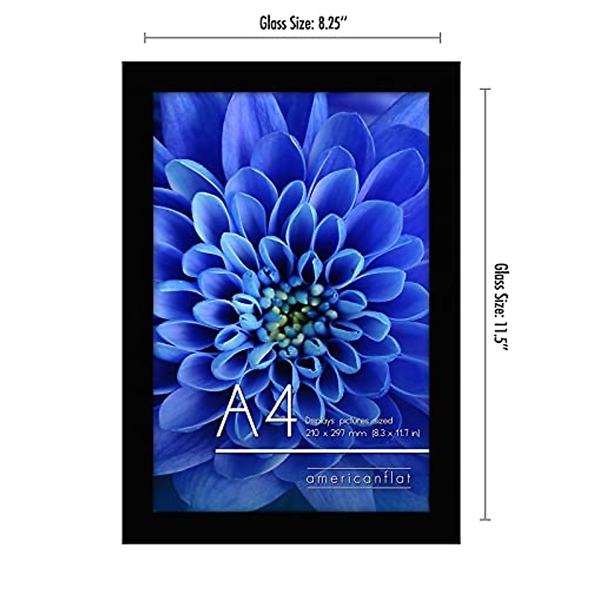 Americanflat A4 Picture Frame in Black - Composite Wood with Shatter Resistant Glass - Horizontal and Vertical Formats for Wall and Tabletop - 8.3 x 11.7 in - Pack of 2