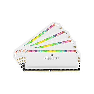 Corsair Dominator Platinum RGB 32GB (4x8GB) DDR4 3200MHz C16 Desktop Memory (12 Ultra-Bright CAPELLIX RGB LEDs, Patented Dual-Channel DHX Cooling Technology, Intel XMP 2.0 Support) White