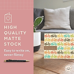 Two Poodle Press 10 Bicycle Thank You Greeting Cards - For Bikes, Cyclists, Pelotonia, Charity Bike Rides Nancy Stationery with Cream Envelopes, Birthday Present for Bicycle Lovers