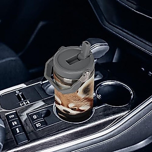 WITHSBKK 30oz Car Cup Red Panda Printed with Portable, Stainless Steel Travel Mug, Vacuum Insulated Tumbler And Straw, Leakproof for Car & Outdoor, UV Printed Design